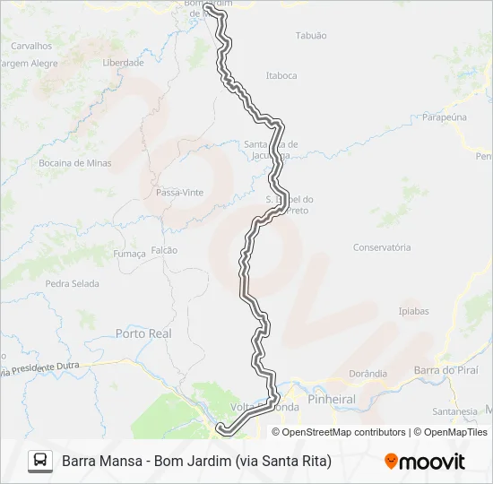 Rota da linha BARRA MANSA BOM JARDIM VIA SANTA RITA: horários, paradas ...