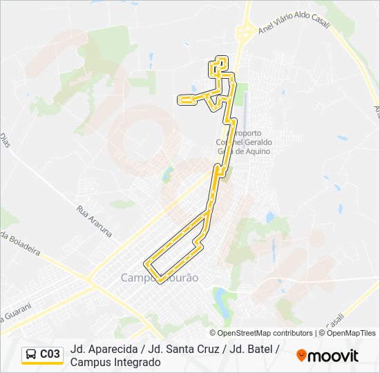 Rota da linha C03: horários, paradas e mapas - Terminal Urbano → Campos ...