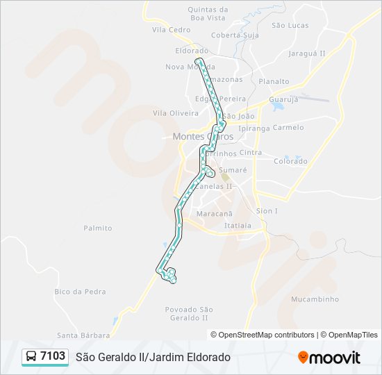 Rota da linha 7103: horários, paradas e mapas - Eldorado (Atualizado)