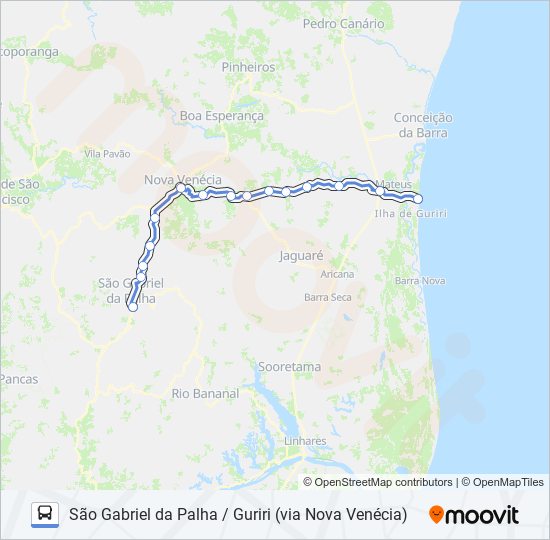 Rota da linha 263 são gabriel palha guriri via nova venécia: horários ...
