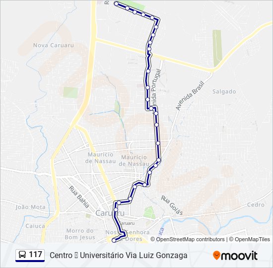 Rota da linha 117: horários, paradas e mapas - Centro Universitário Via ...