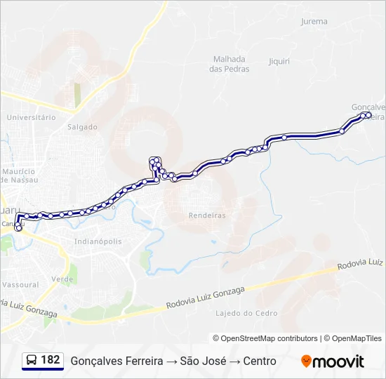 182 Route: Schedules, Stops & Maps - Gonçalves Ferreira → São José → ...