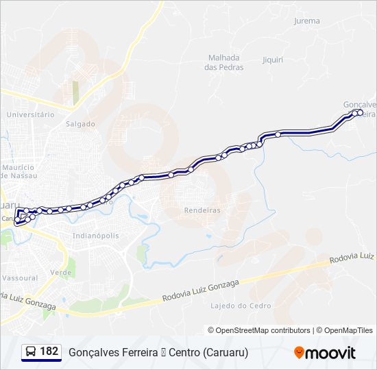182 Route: Schedules, Stops & Maps - Gonçalves Ferreira Centro (Caruaru ...