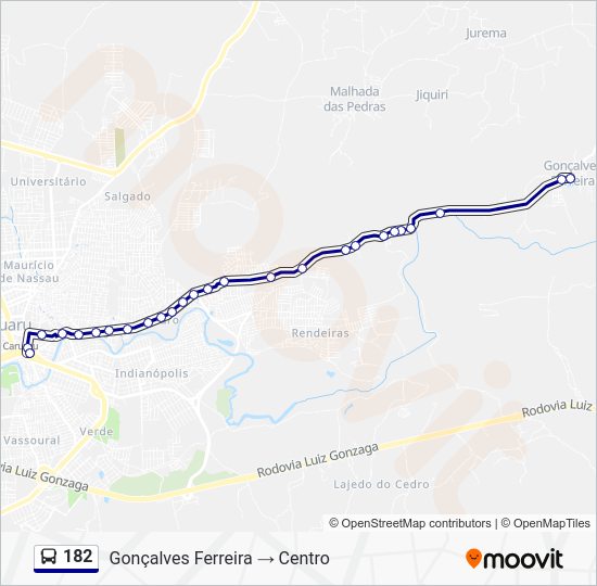 182 Route: Schedules, Stops & Maps - Gonçalves Ferreira Centro (Caruaru ...