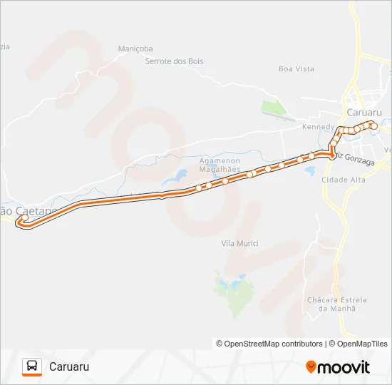 Rota da linha CARUARU X SÃO CAITANO: horários, paradas e mapas ...