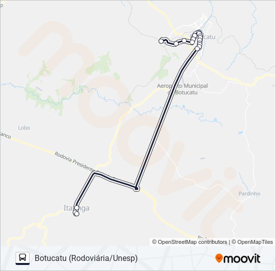 Rota da linha 401 itatinga botucatu: horários, paradas e mapas ...