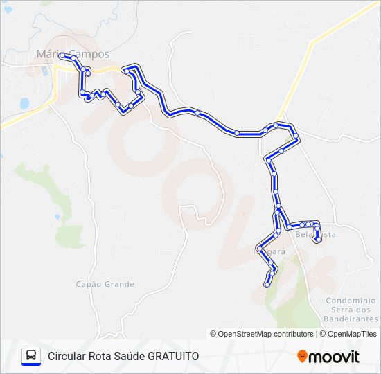 Rota da linha CIRCULAR SAÚDE: horários, paradas e mapas - Tangará → ...