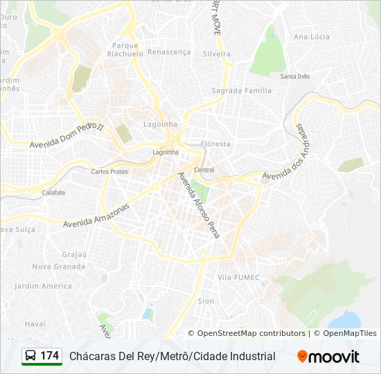 174 Route: Schedules, Stops & Maps - Só Ida: Chácaras Del Rey Estação ...