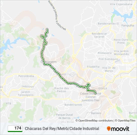 174 Route: Schedules, Stops & Maps - Só Ida: Chácaras Del Rey Estação ...