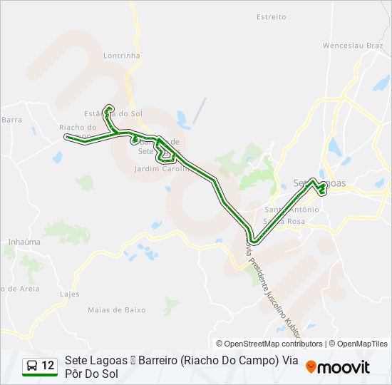 12 Route: Schedules, Stops & Maps - Sete Lagoas Barreiro (Riacho Do ...
