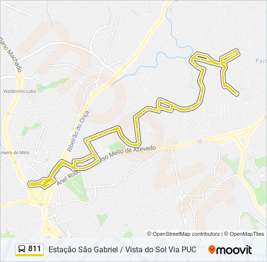 Rota da linha 811: horários, paradas e mapas - Estação São Gabriel ...