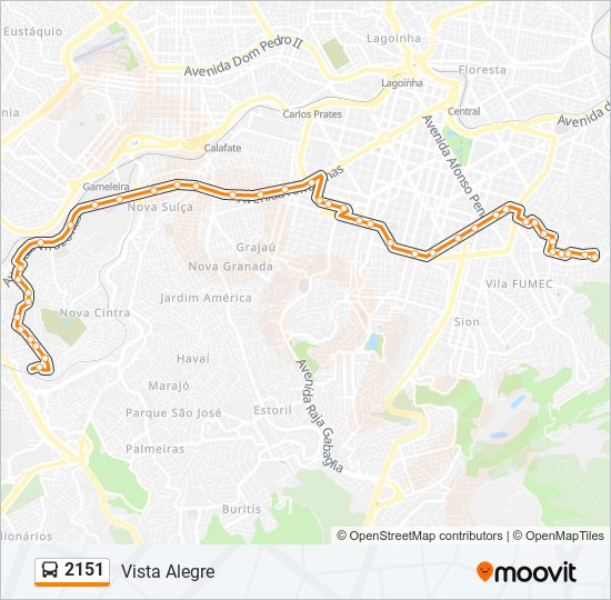 Rota da linha 2151: horários, paradas e mapas - Vista Alegre (Atualizado)