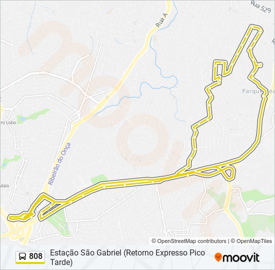 Rota da linha 808: horários, paradas e mapas - Estação São Gabriel ...