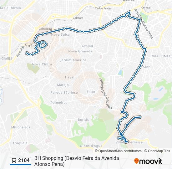 2104 Route: Schedules, Stops & Maps - BH Shopping (Desvio Feira da ...
