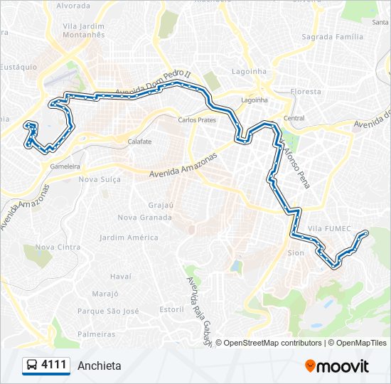 Rota da linha 4111: horários, paradas e mapas - Anchieta (Atualizado)
