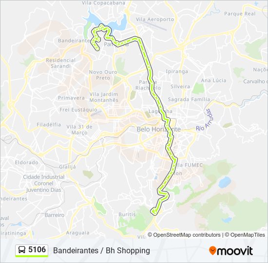 Rota da linha 5106: horários, paradas e mapas - BH Shopping (Atualizado)