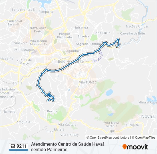 Rota da linha 9211: horários, paradas e mapas - Atendimento Centro de ...