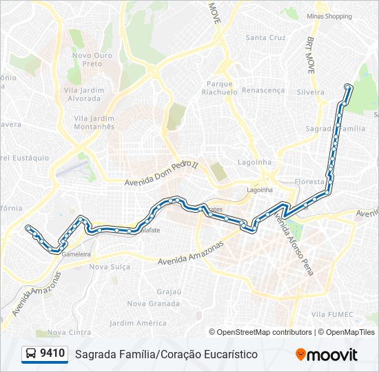 Rota da linha 9410: horários, paradas e mapas - Coracão Eucaristico ...