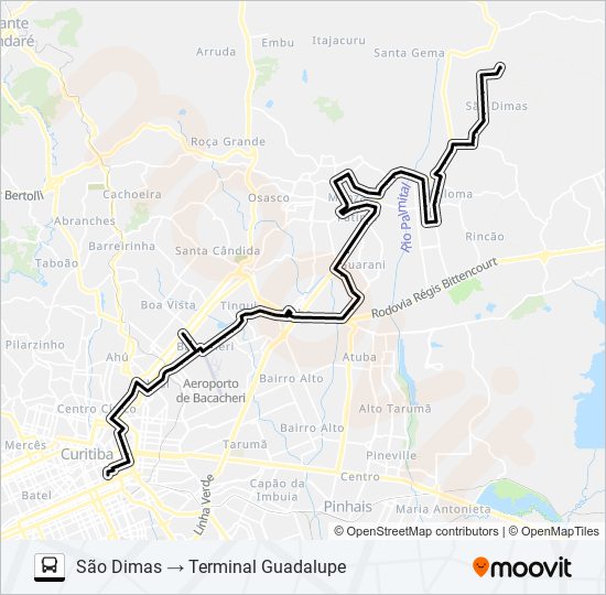 Rota da linha b69 mad curitiba são dimas: horários, paradas e mapas ...