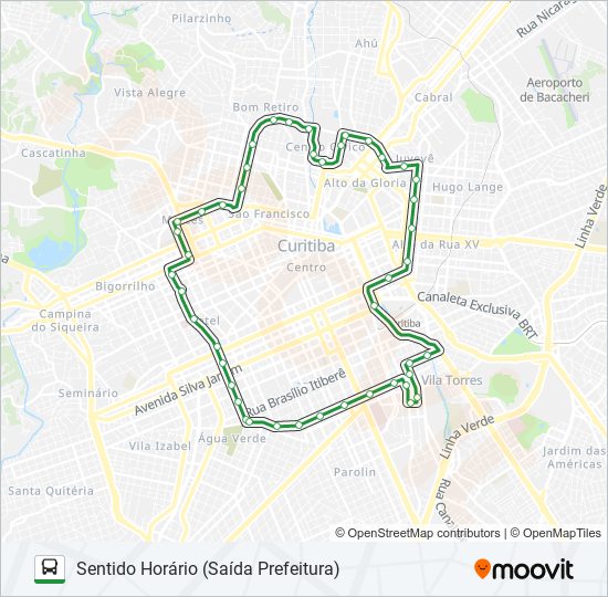 Rota da linha 010 INTERBAIRROS I HORÁRIO: horários, paradas e mapas - Sentido Horário (Saída ...