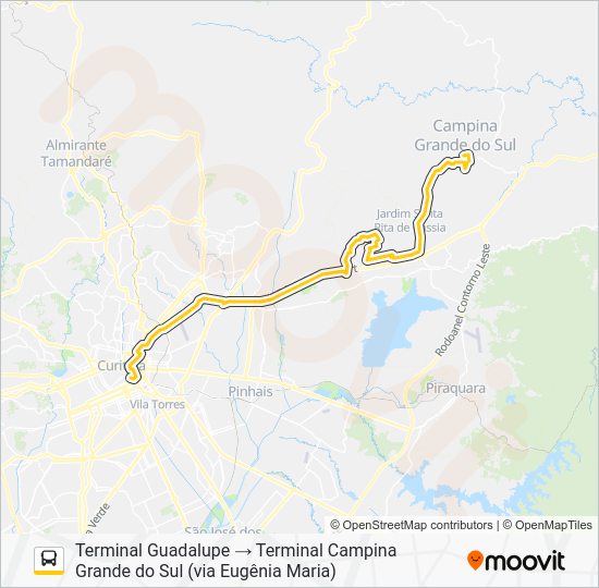 Línea n61 campina grande do sul guadalupe: horarios, paradas y mapas ...