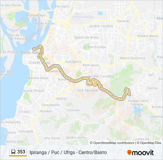 Rota da linha 353: horários, paradas e mapas - Ipiranga / Puc / Ufrgs ...