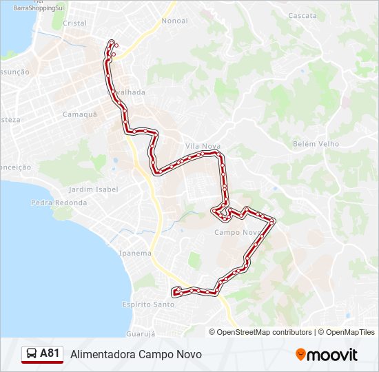 Rota da linha a81: horários, paradas e mapas - Alimentadora Campo Novo ...