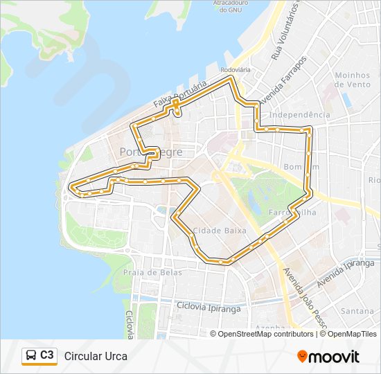 Rota da linha C3: horários, paradas e mapas - Circular Urca (Atualizado)