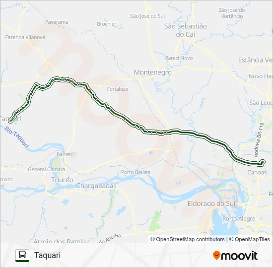 Rota da linha 2611 TAQUARI CANOAS ULBRA: horários, paradas e mapas ...