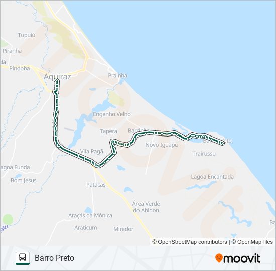 Rota da linha 01 barro preto iguape aquiraz: horários, paradas e mapas ...