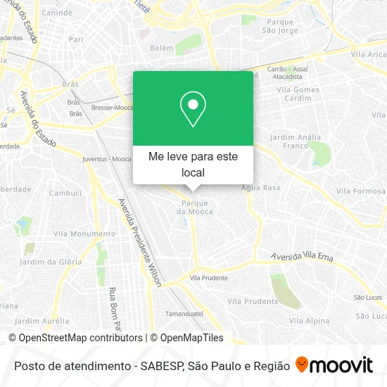 Como chegar até Posto de atendimento - SABESP em Mooca de ônibus, metrô ...
