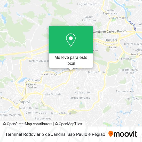 Como chegar até Terminal Rodoviário de Jandira de ônibus ou trem?