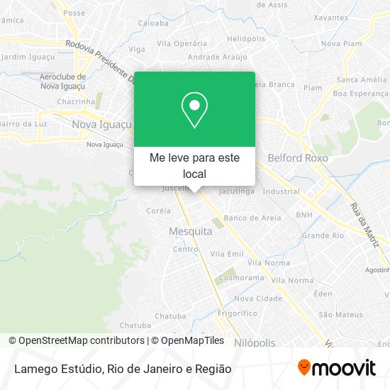 Como chegar até Lamego Estúdio em Mesquita de Ônibus ou Trem?