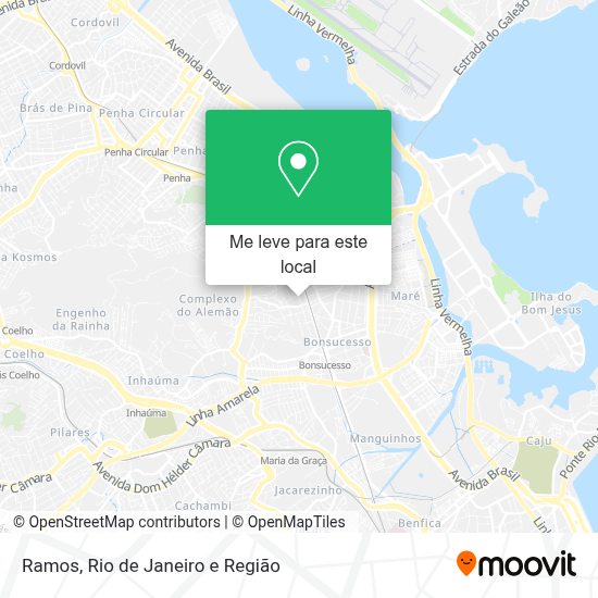 Como chegar até Ramos de ônibus, metrô, trem ou vlt?