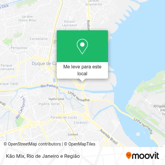 Como chegar até Kão Mix em Duque De Caxias de ônibus ou trem?