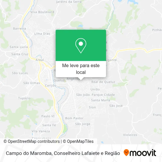 Como chegar até Campo do Maromba em Conselheiro Lafaiete de ônibus?