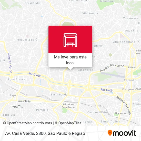 Av. Casa Verde, 2800 parada - Rotas, horários e tarifas
