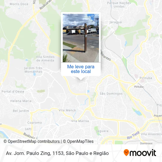 Av. Jorn. Paulo Zing, 1153 parada - Rotas, horários e tarifas
