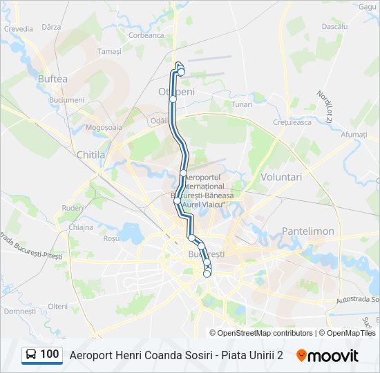 Traseu 100: Program, Stații & Hărți - Piata Unirii 2‎→Aeroport Henri Coanda Sosiri (Actualizat)