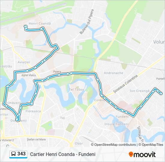 343 Route: Schedules, Stops & Maps - Cartier Henri Coanda‎→Fundeni ...