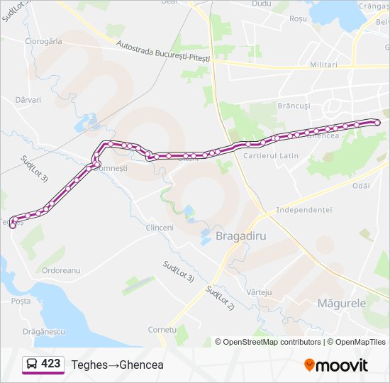 Traseu 423: Program, Stații & Hărți - Teghes‎→Ghencea (Actualizat)