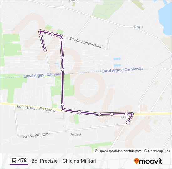 Traseu 478: Program, Stații & Hărți - Bd. Preciziei‎→Chiajna-Militari (Actualizat)