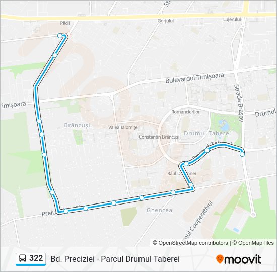 Traseu 322: Program, Stații & Hărți - Bd. Preciziei‎→Parcul Drumul Taberei (Actualizat)