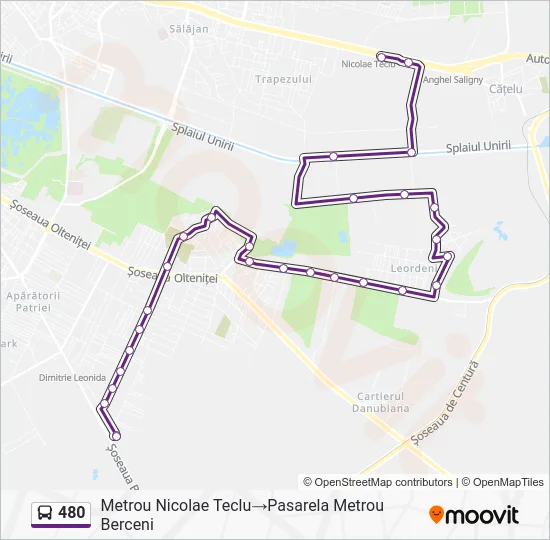 Traseu 480: Program, Stații & Hărți - Metrou Nicolae Teclu‎→Pasarela ...