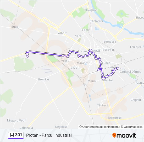 Traseu 301: Program, Stații & Hărți - Parcul Industrial (Actualizat)