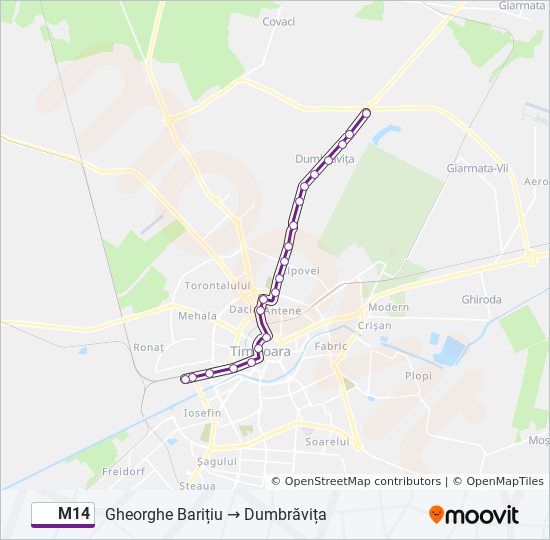 Traseu m14: Program, Stații & Hărți - Gheorghe Barițiu → Dumbrăvița ...