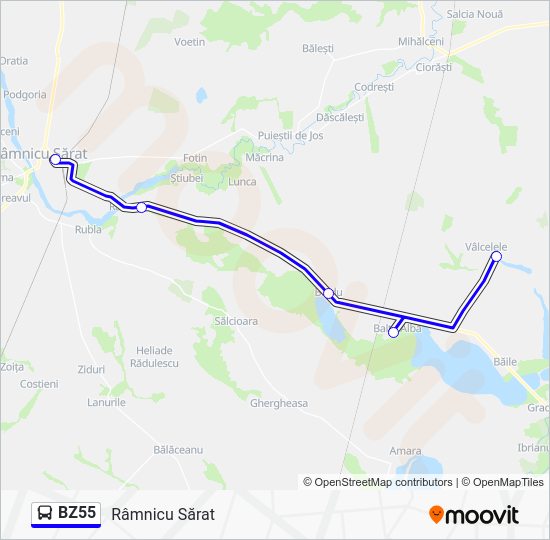 Traseu bz55: Program, Stații & Hărți - Râmnicu Sărat (Actualizat)