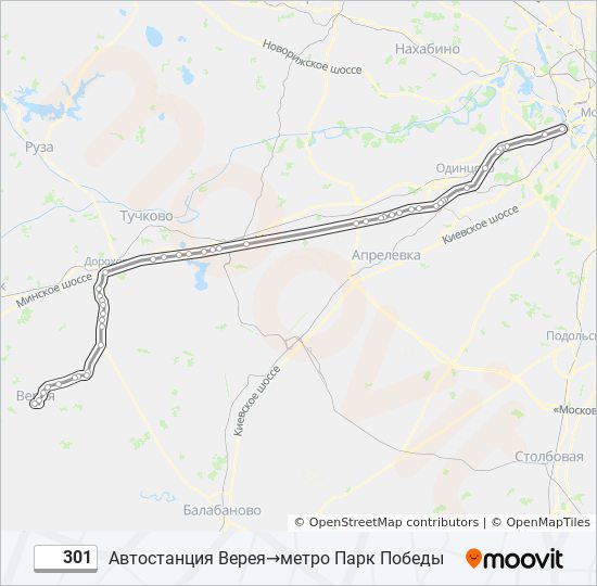 301 Route: Schedules, Stops & Maps - Автостанция Верея‎→метро Парк ...