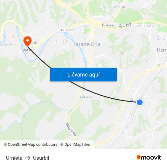Urnieta a Usurbil con transporte público