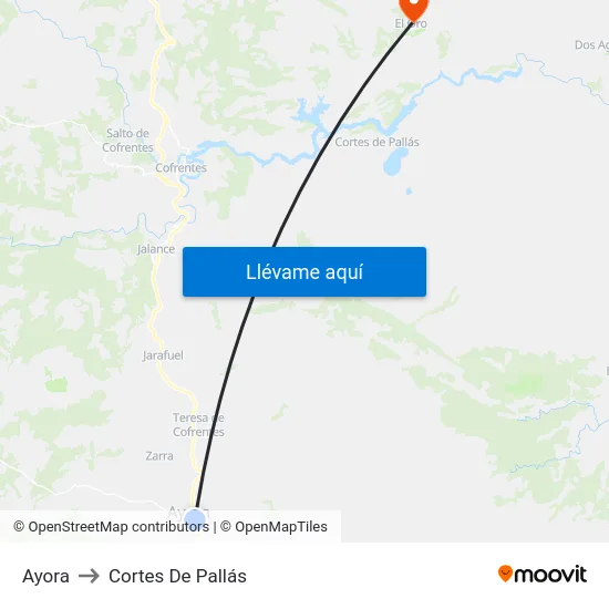 Ayora a Cortes De Pallás con transporte público